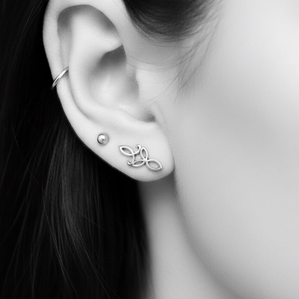 Elven Celtic Earrings, Unusual Silver Elvish Earring Studs – SilverfireUK