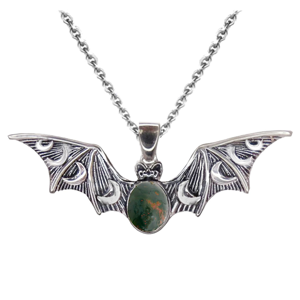 Bloodstone Luna Bat Necklace – SilverfireUK