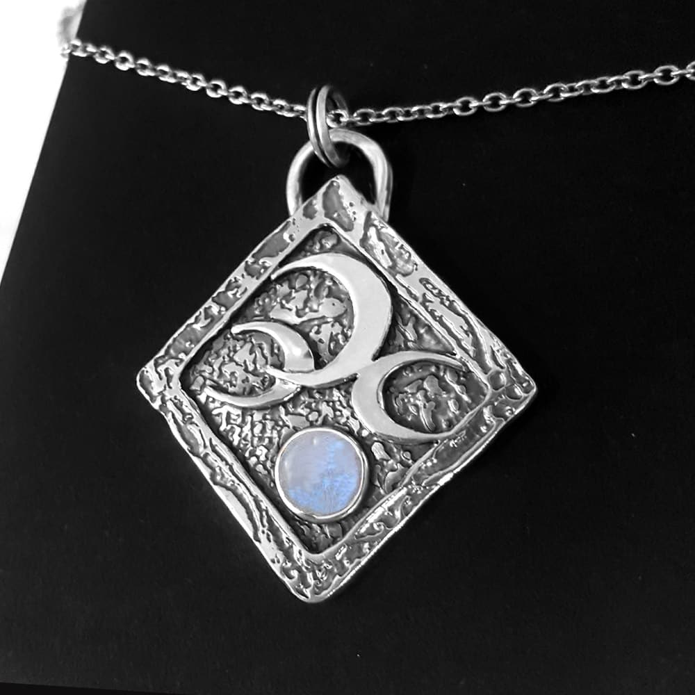 Gothic Moon Necklace, Handmade Gothic Jewellery Silver, Moonstone ...