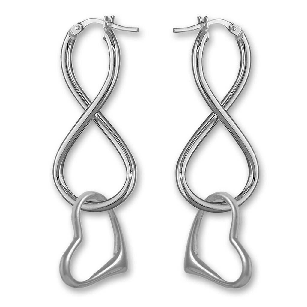 Infinity Hoops With Floating Love Hearts, Infinity Heart Earrings ...