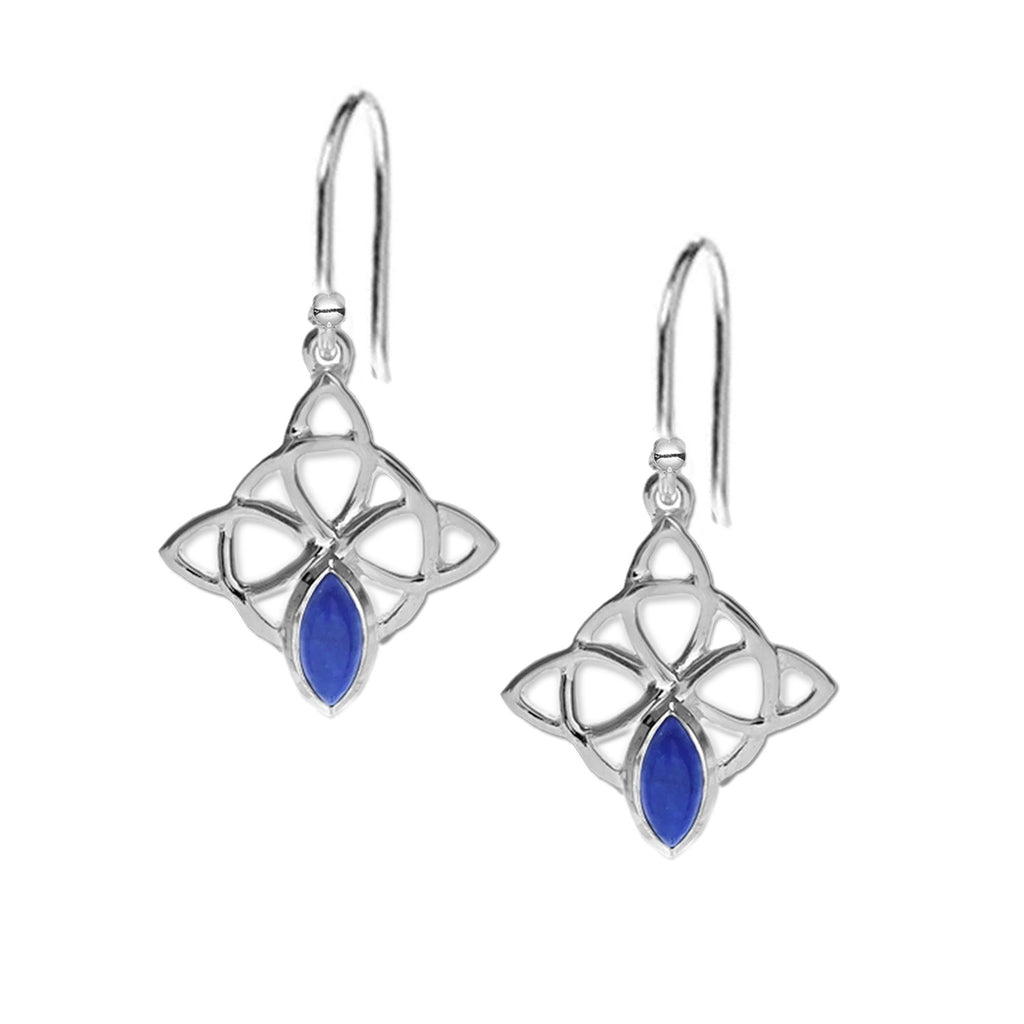 Marquise Lapis Celtic Earrings, Lapis Lazuli and Sterling Silver ...