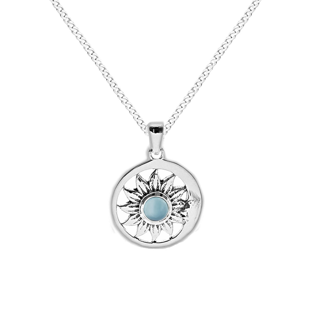 Silver Moon Flower Necklace With Chalcedony, 925 Sterling – SilverfireUK