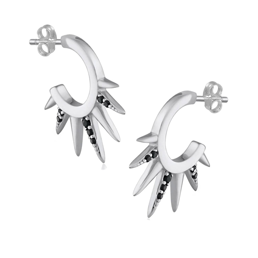 NEW: Black Nano Spike Hoops, Silver Rhodium – SilverfireUK