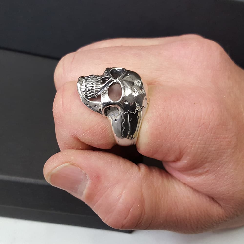 Mens Skull Ring, Biker Skull, Solid Sterling Silver Skull Ring For Men ...