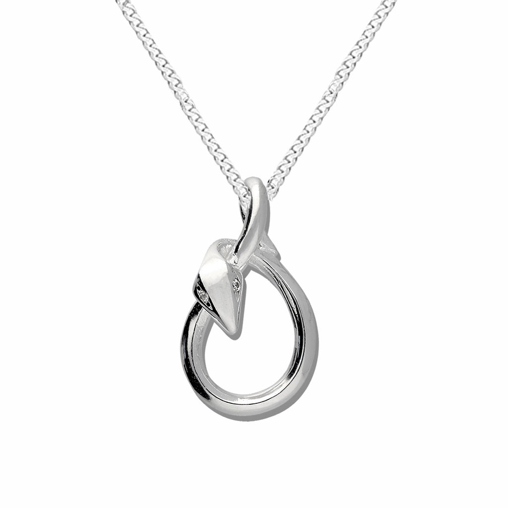 Silver Snake Loop Pendant Snake Necklace, 925 Silver – SilverfireUK