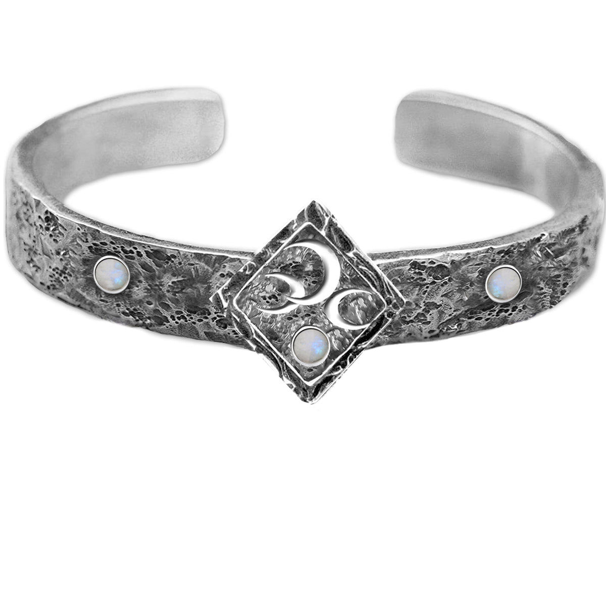 Gothic Triple Moon Bangle Heavy Silver | UK Handmade Gothic Pagan ...